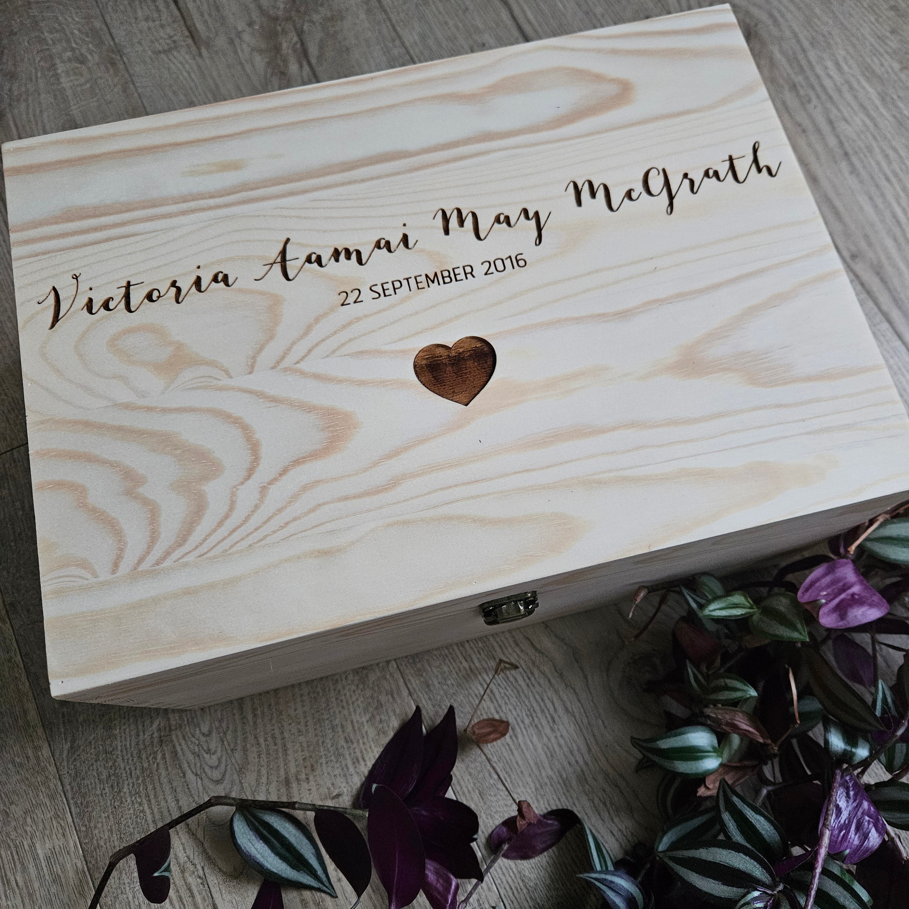 Little Miss Viking - Engraved Pine Box Heart